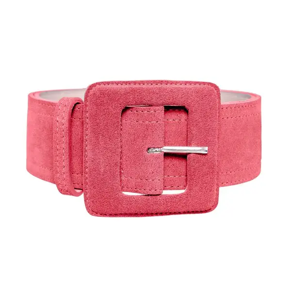 BELTBE Suede Square Buckle Belt Watermelon - Pink