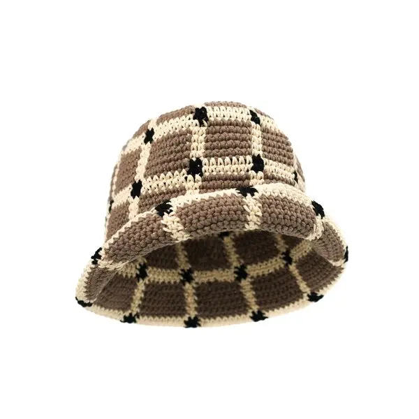 HOTPOT VARIETY Black / White / Brown Crocheted Bucket Hat In Tree Hugger - Black/white/brown