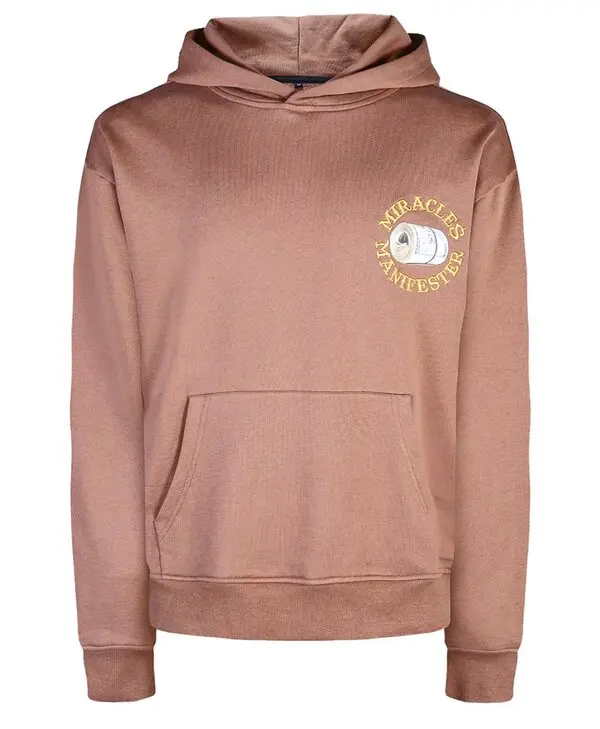 MIRACLES MANIFESTER Good Luck Embroidered Hoodie - Brown