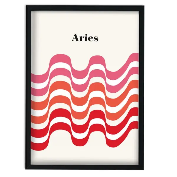 FANCLUB Aries Zodiac Star Sign A2 Art Print - Red