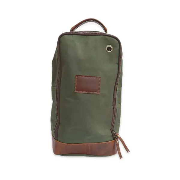 VIDA VIDA Nylon & Leather Trim Golf / Football Boot Bag Olive - Green