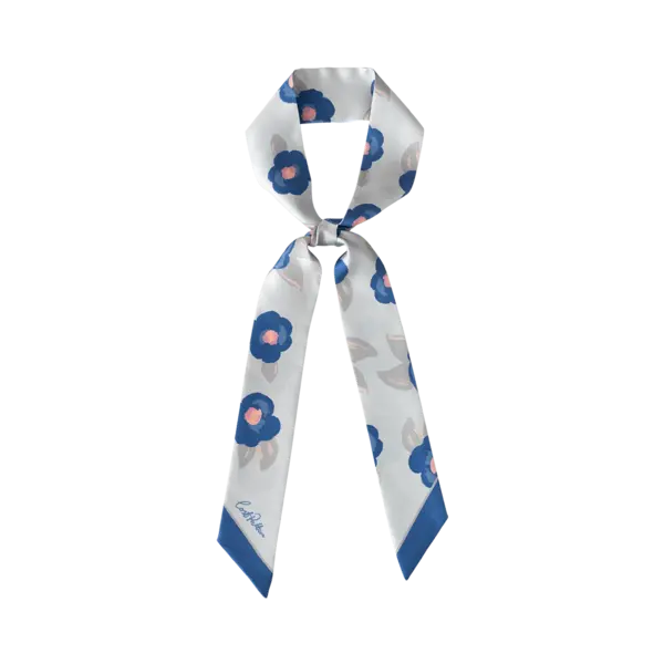 LOST PATTERN Camellia Silk Twill Neck Bow - Blue
