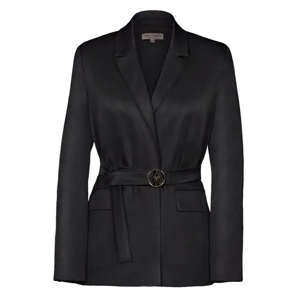 ANSE VICTORIN Claire Silk Cotton Blazer - Black