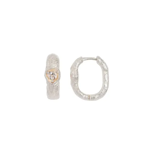 CLAIRE HILL DESIGNS White Topaz Branch Hoop Earrings - Silver