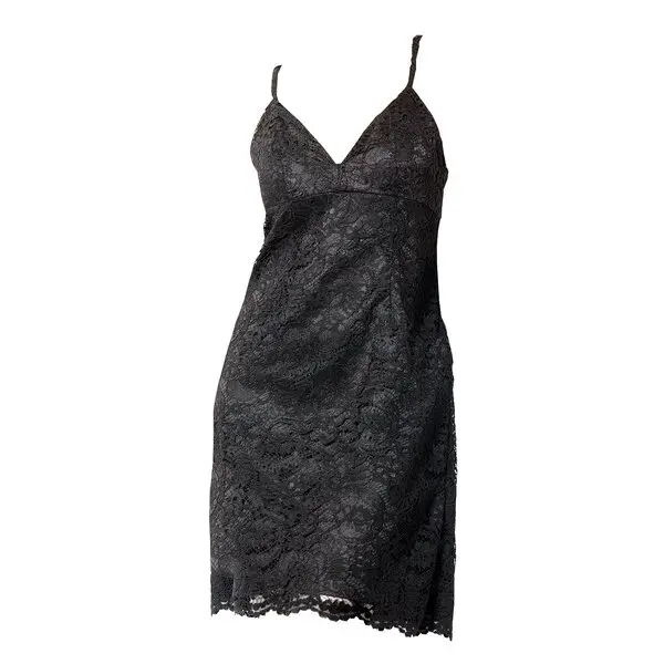 MAISON BOGOMIL Short Lace Dress On A Satin Base With A Triangular Neckline - Black