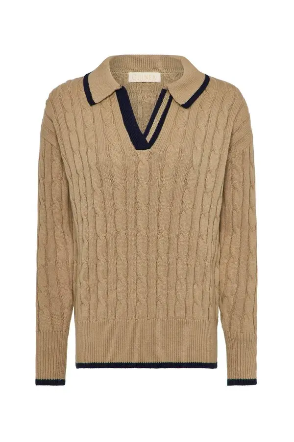 GUINEA Collared Fawn Sweater In Cotton - Brown