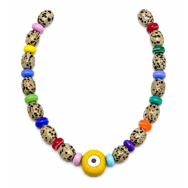 EYECONIC BY SAMAR AJRAM Funky Evil Eye Colorful Beads Necklace - Yellow