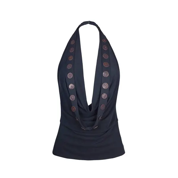 ANEMOIA Sophie Halter Neck Top - Black