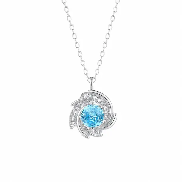 ORMIRO Sea Rose Sterling Silver Necklace - Blue