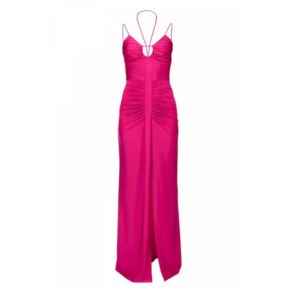 AGGI BY HALEWSKI Ines Fuchsia Pearl Maxi Evening Sleeveless Dress - Pink