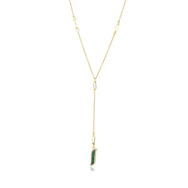 LILA RASA Gold / Green Lariat Necklace Malachite Wave Symphony - Gold/green