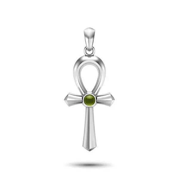 RAHUL PATEL COLLECTION Green / Silver Ancient Ankh Amulet With Peridot - Green/silver