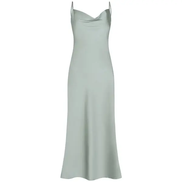 PRETTY ECCENTRIC Aurelia Sage Satin Slip Dress - Green