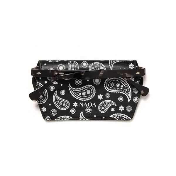 NAOA Black / White Printed Apple-leather Slim Glasses Case - Black/white