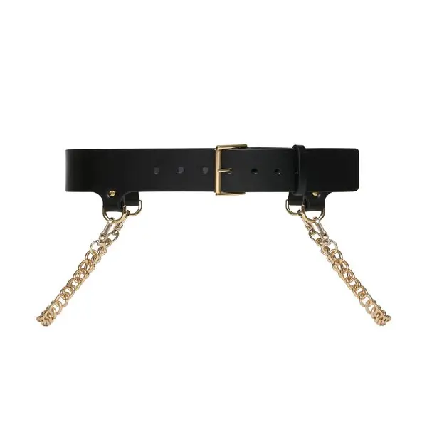 HAUTE CUIR Celisse Chain Leather Belt - Black