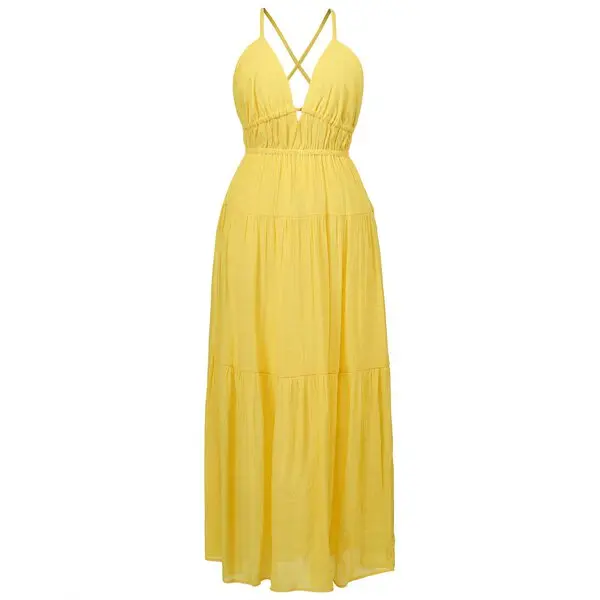 SMART AND JOY Strappy Maxi Summer Dress - Yellow