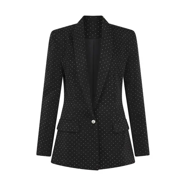 SOUR FIGS Rhinestone Embellished Blazer Jacket - Black