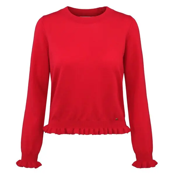 TIRILLM Aspen Merino Wool Sweater With Frills - Red