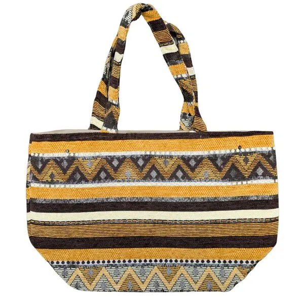 BERBER LEATHER Yellow / Brown The Nador Large Expandable Fabric Tote In Yellow - Yellow/brown