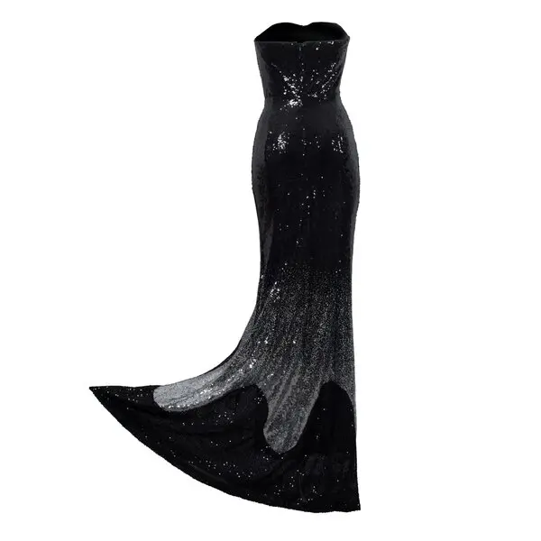 LAURA DAILI Black / Silver Off-shoulder Elegance Gown - Black/silver