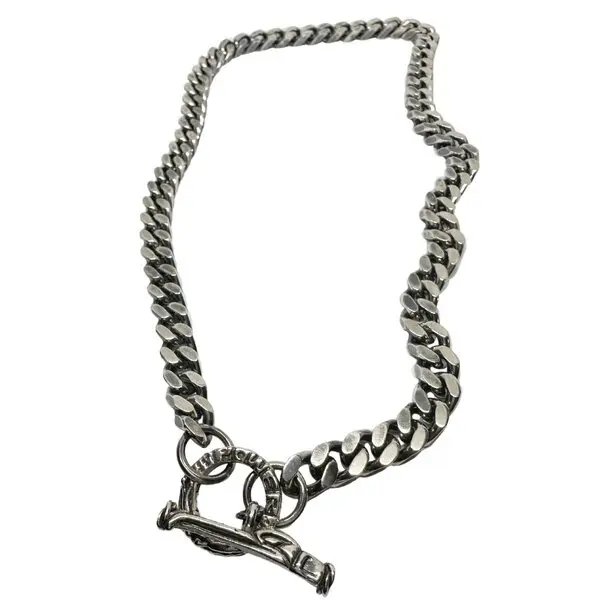 TG-JEWELLERY BY TAMARA GERVASIO Silver / Black ’s Sterling Silver Curb Chain Necklace – Celtic Bird Two T-bar & Power Jump-ring - Silver/black