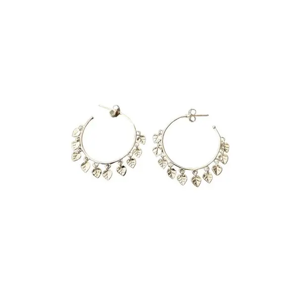 RIZE Peepal Leaf Hoops Sterling - Silver