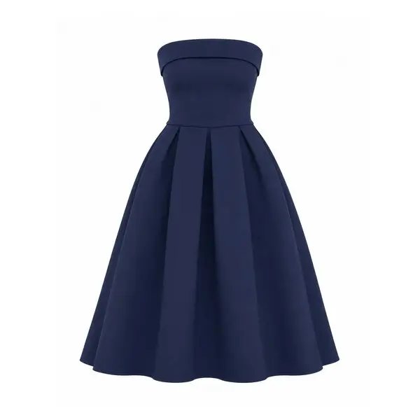 GIRL IN MIND Danni Strapless Bandeau Midi Dress Navy - Blue