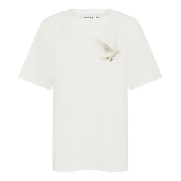 SOUR FIGS Flying Dove Print T-shirt - White