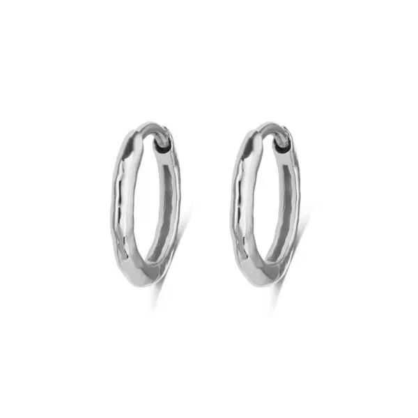 ZOHREH Hammered Huggie Hoop Earring Pair Sterling - Silver