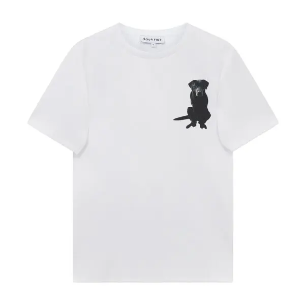 SOUR FIGS White / Black Labrador Original T-shirt In White - White/black