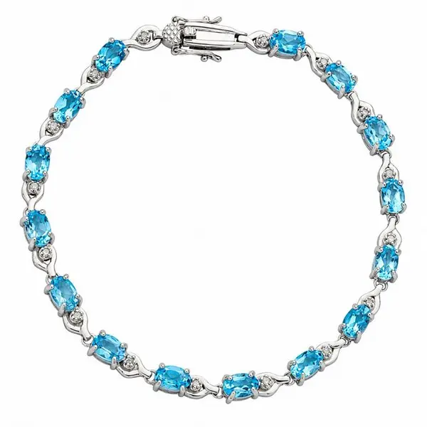 BELINDA JEWELZ Silver / Blue Elora Swiss Blue Topaz Vintage Tennis Bracelet - Silver/blue