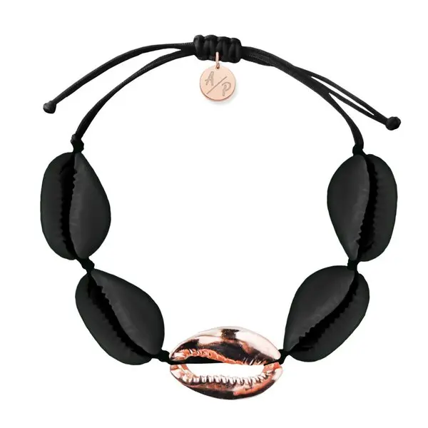 ADRIANA PAPPAS DESIGNS Sleek Shells Bracelet Matte Rose Gold - Black