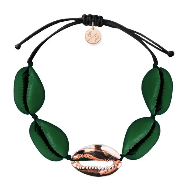 ADRIANA PAPPAS DESIGNS Sleek Shells Bracelet Matte Rose Gold - Green