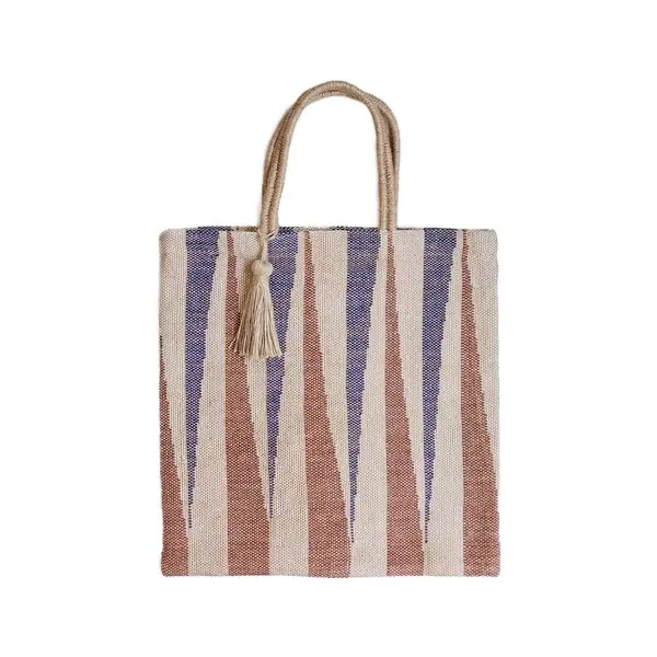 KORISSA Maja Jute Tote Bag - Blue/brown