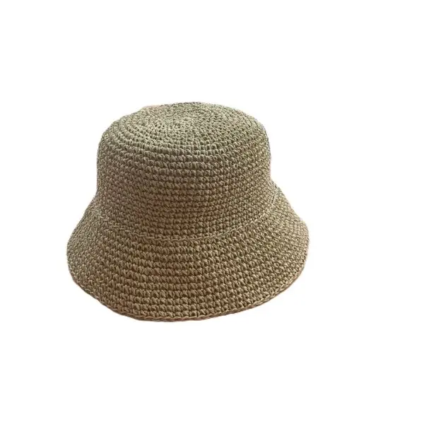 SPRINGMOONATELIER Neutrals Handmade Crochet Bucket Hat Cream – Raffia Summer Hat - White