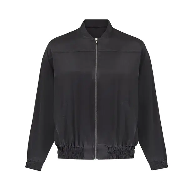 THE SUMMER EDIT Poppy Silk Bomber Jacket - Black