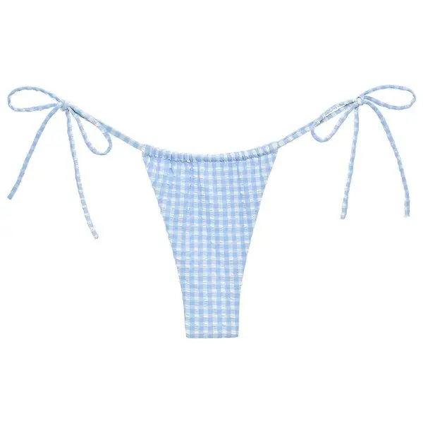MONTCE Peri Micro Gingham Brasil Tie-up Bikini Bottom - Blue