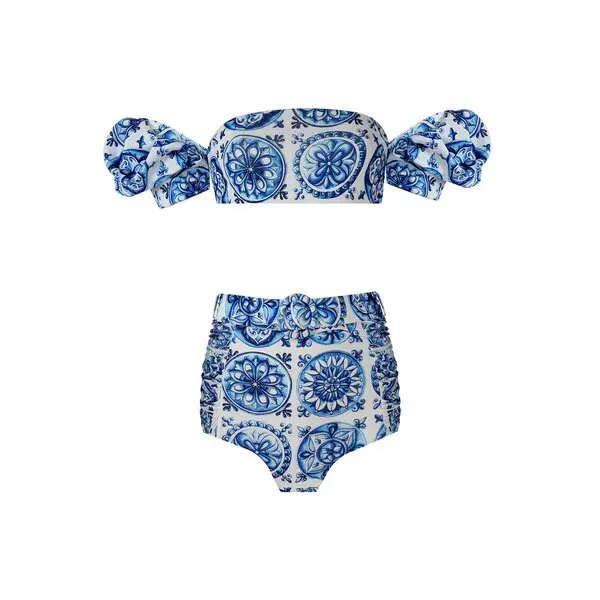 NUR KARAATA Poppy Bleu Blanc Bikini