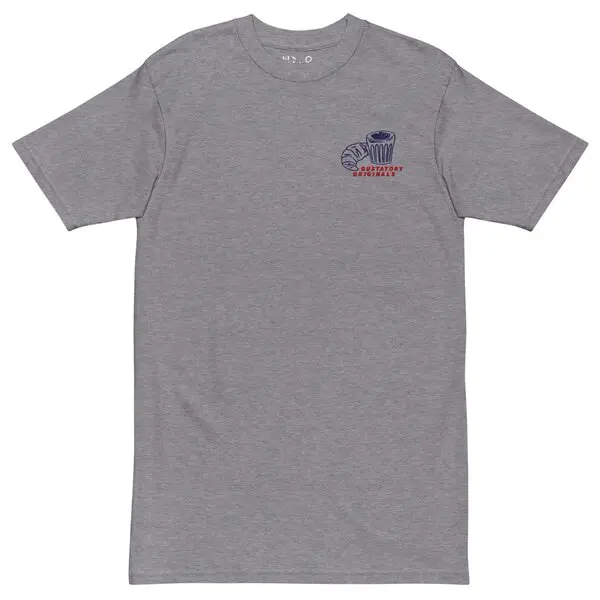 ANCHOR & CREW Heather Gustatory Originals Postcards From Sunday Heavy Cotton Embroidered T-shirt - Grey