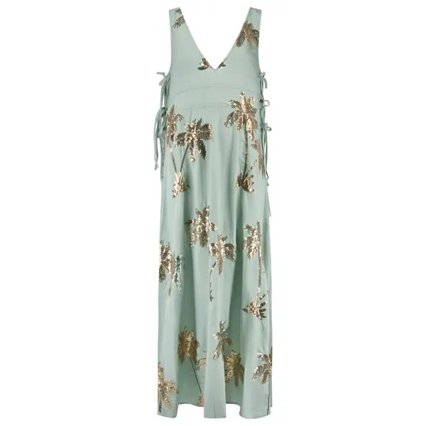 TRAFFIC PEOPLE Blue / Gold Palms Of Gold Blue And Gold Sequin The Last Song Dress - Blue/gold