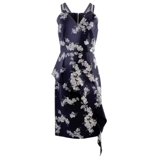 SMART AND JOY Tailored V-neck Denim Dress - Blue