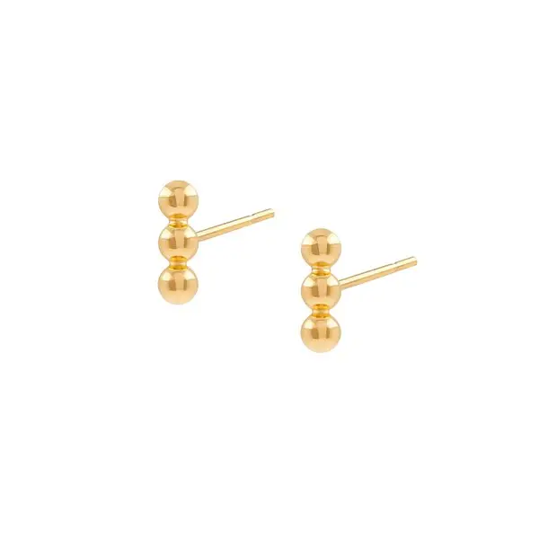 Côté Caché Tri Dot Bar Stud Earrings - Gold