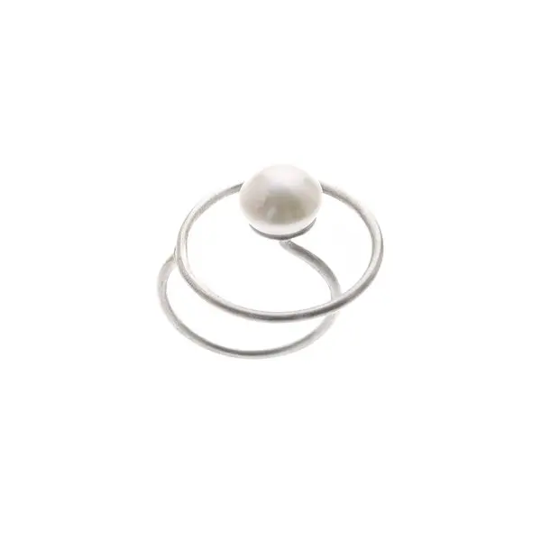 SILVER MOON Pearl Sterling Ring – Orbit - Silver