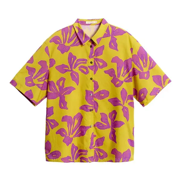 LOST PATTERN Tropical Bliss Oversized Shirt En Hour - Gold