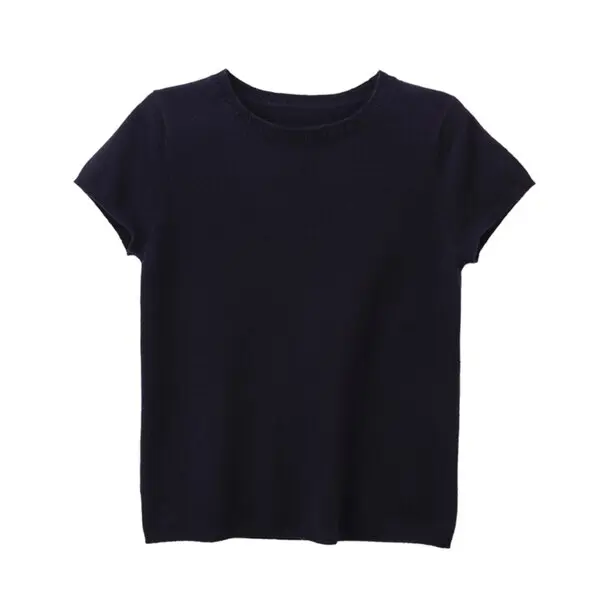 COVE Lillie Navy Cashmere Tee - Blue