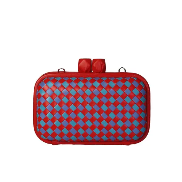 F3ROG BY RANA Red / Blue Red, Blue & Turquoise Woven Crossbody Kukki Clutch - Red/blue