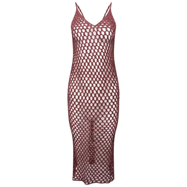 LATELIER LONDON Sardinia Cotton Crochet Midi Dress - Brown