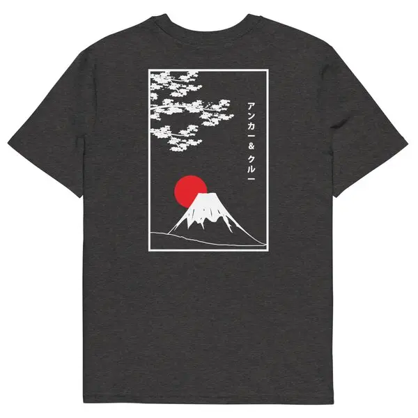 ANCHOR & CREW Heather Mount Fuji Landmark Organic Cotton T-shirt - Black