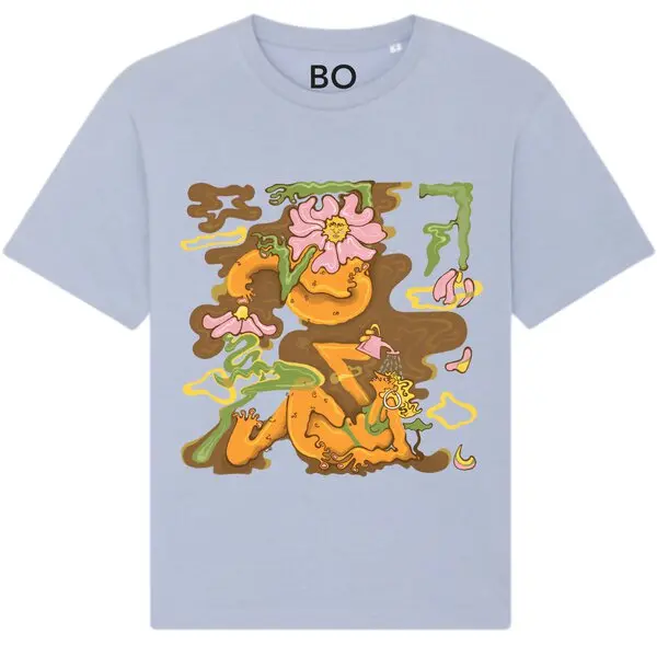 BOUTIQUE KAOTIQUE Groovy Nature Serene Organic Cotton T-shirt - Blue
