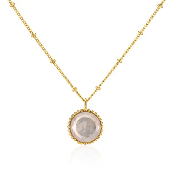 AUREE JEWELLERY Gold / Pink Barcelona October Birthstone Necklace Rose Quartz - Gold/pink